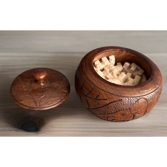 Unbranded | Accents | Vintage Hand Carved Wooden Bowl Lid With Mini ...
